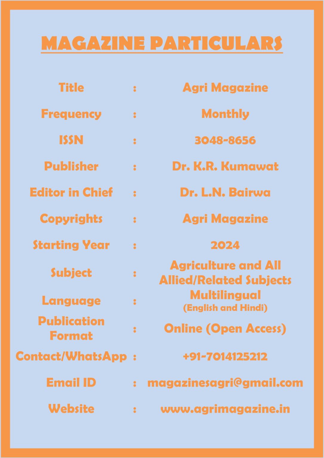 Agri Magazine – International E-Magazine for Agricultural Articles