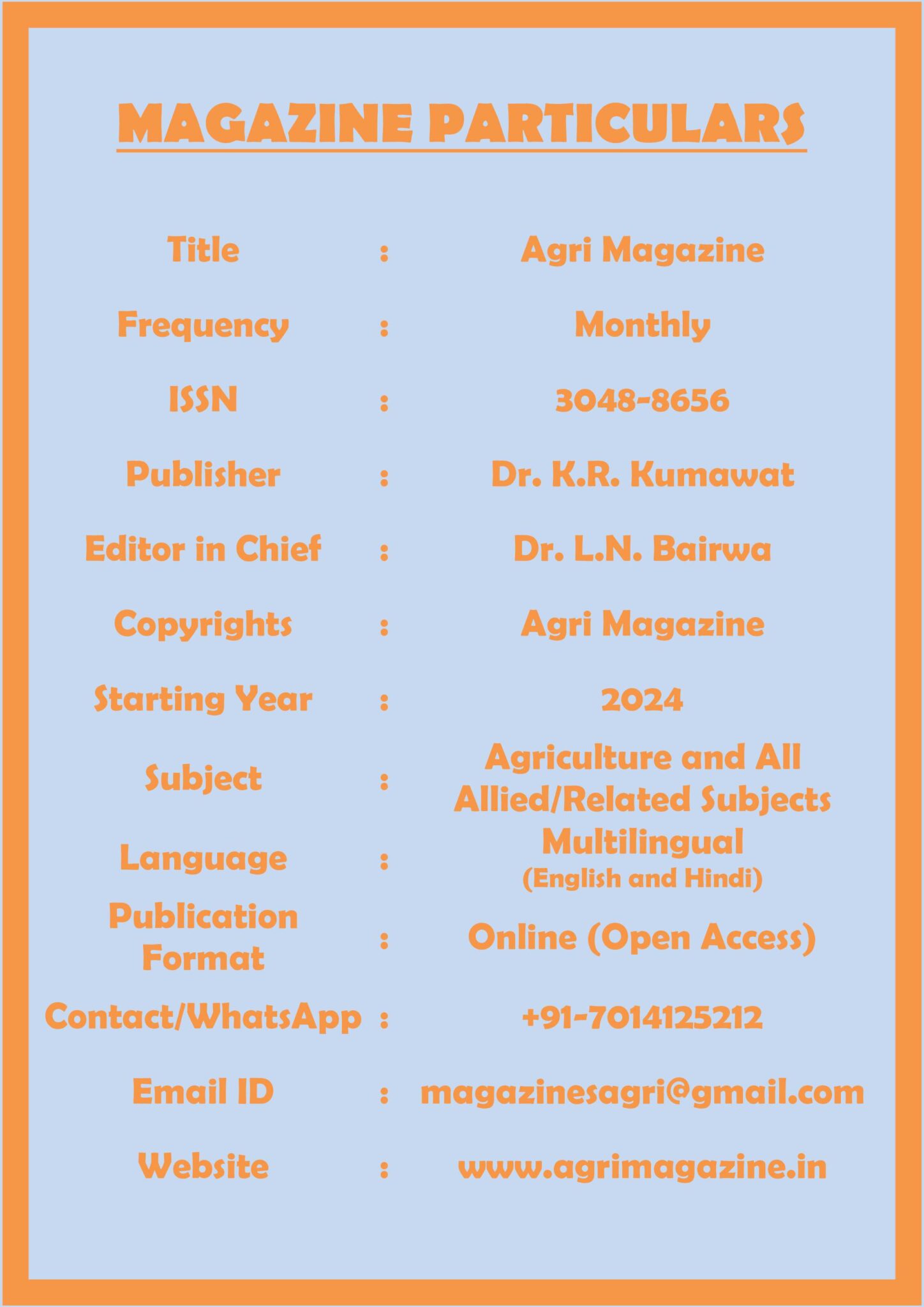 Agri Magazine – International E-Magazine for Agricultural Articles